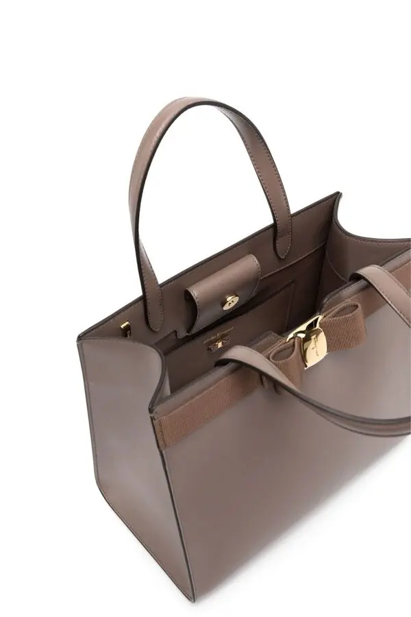 FERRAGAMO Vara Bow Detail Leather Tote Bag