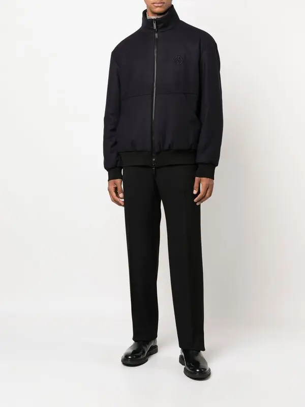 Giorgio Armani Embroidered-logo Zip-up Jacket
