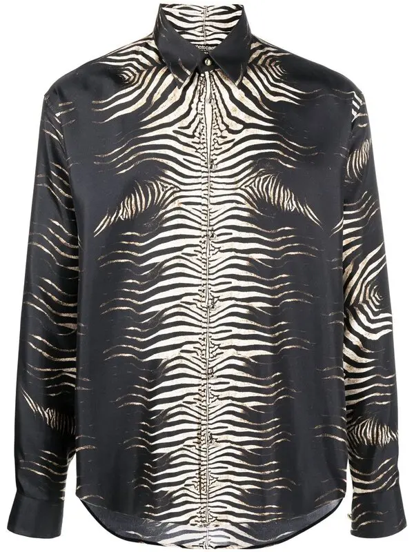 Roberto Cavalli Zebra-print Silk Shirt