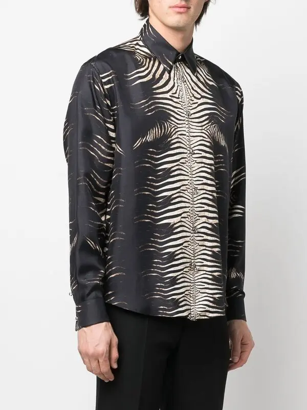 Roberto Cavalli Zebra-print Silk Shirt