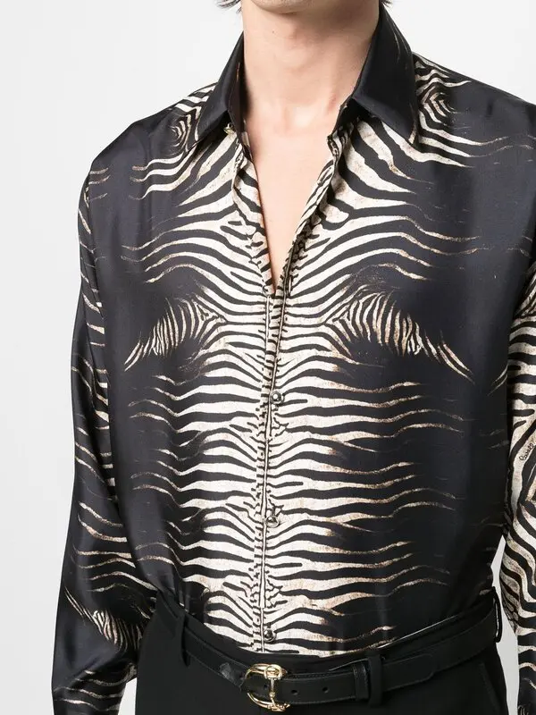 Roberto Cavalli Zebra-print Silk Shirt
