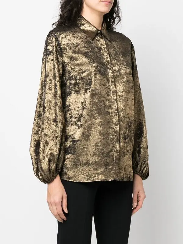 Roberto Cavalli Metallic-effect Balloon Sleeve Shirt