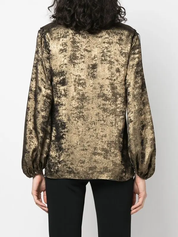 Roberto Cavalli Metallic-effect Balloon Sleeve Shirt