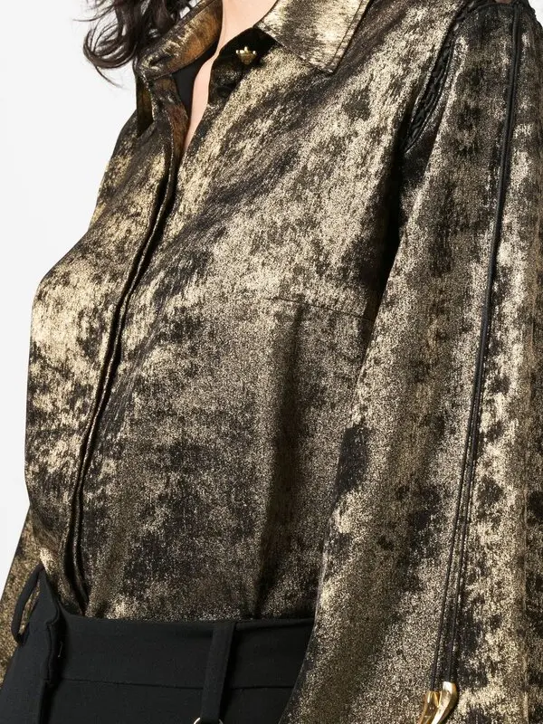 Roberto Cavalli Metallic-effect Balloon Sleeve Shirt