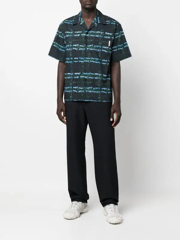 Marni All-over Logo-print Shirt - Blue