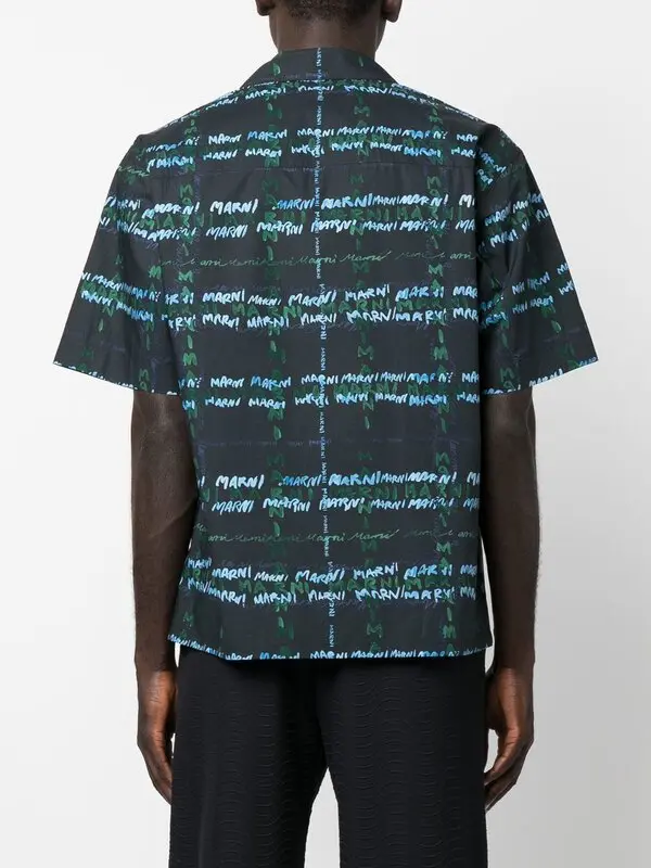 Marni All-over Logo-print Shirt - Blue