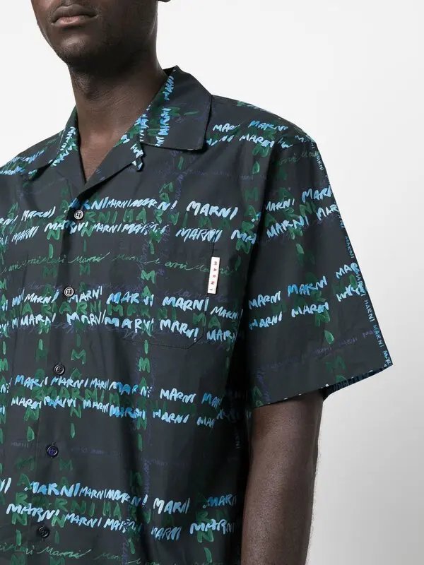 Marni All-over Logo-print Shirt - Blue