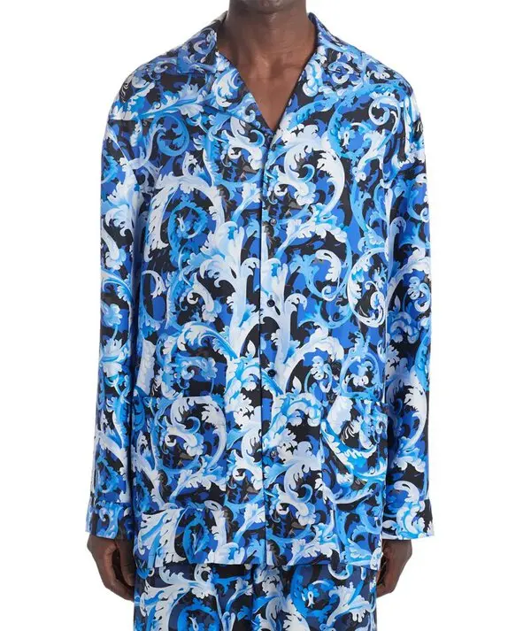 Versace Baroccoflage Silk Twill Pajama Shirt