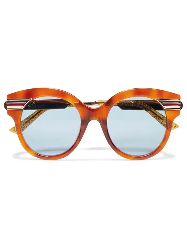 Gucci Round-frame Gold-tone And Tortoiseshell Acetate Sunglasses