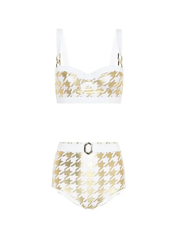 BALMAIN X MYTHERESA Exclusive To – Houndstooth-printed Bikini