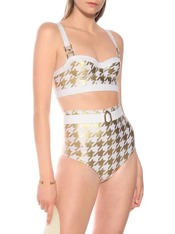 BALMAIN X MYTHERESA Exclusive To – Houndstooth-printed Bikini