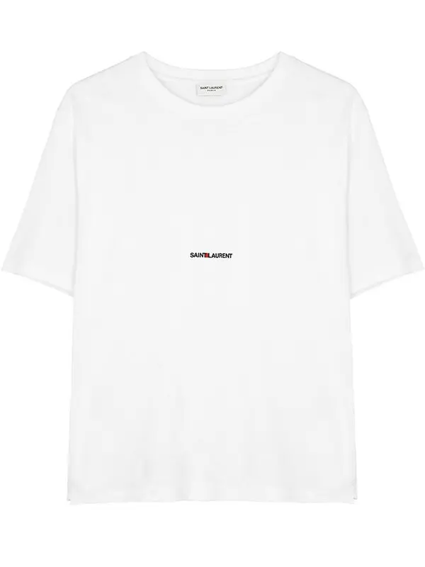 Saint Laurent White Logo Cotton T-shirt