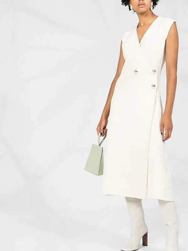 JIL SANDER Virgin Wool Mix Slouch Tuxedo Dress