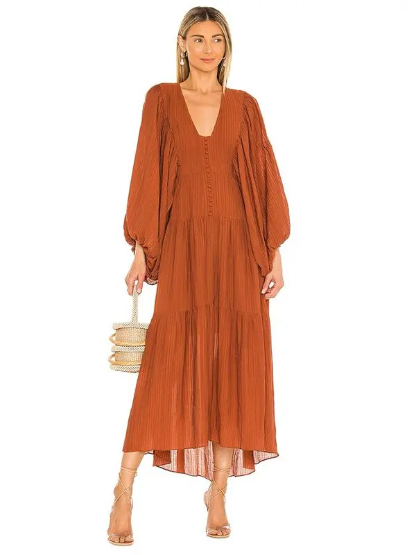 Shona Joy Mila Plunged Tiered Midi Dress