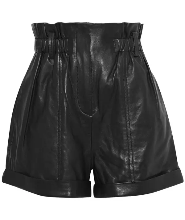 IRO PARIS Fujika Gathered Leather Shorts