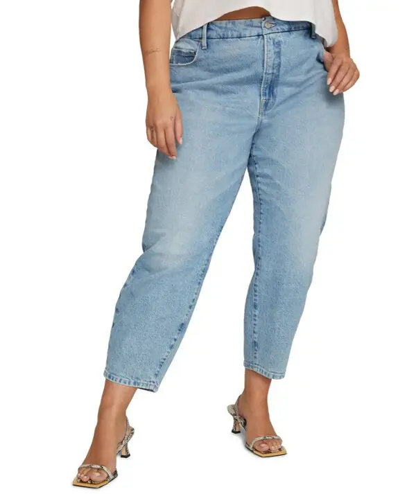Good American High Waist Ankle Mom Jeans