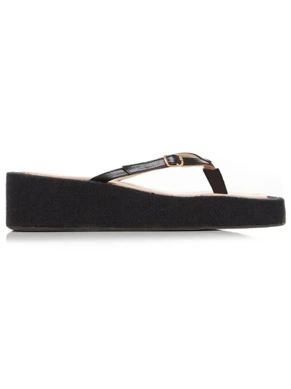 Jacquemus Les Tatanes Lin Leather Platform Sandals