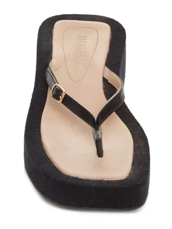 Jacquemus Les Tatanes Lin Leather Platform Sandals
