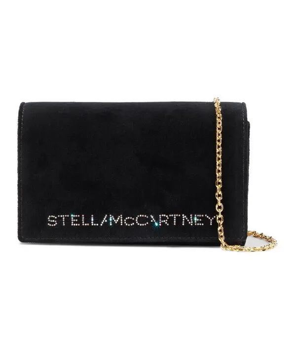 Stella McCartney Crystal-embellished Cotton-velvet Shoulder Bag