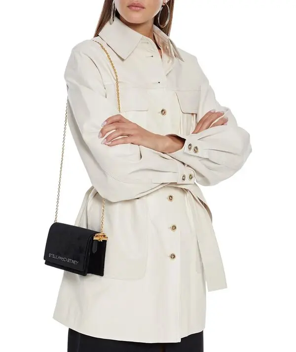 Stella McCartney Crystal-embellished Cotton-velvet Shoulder Bag