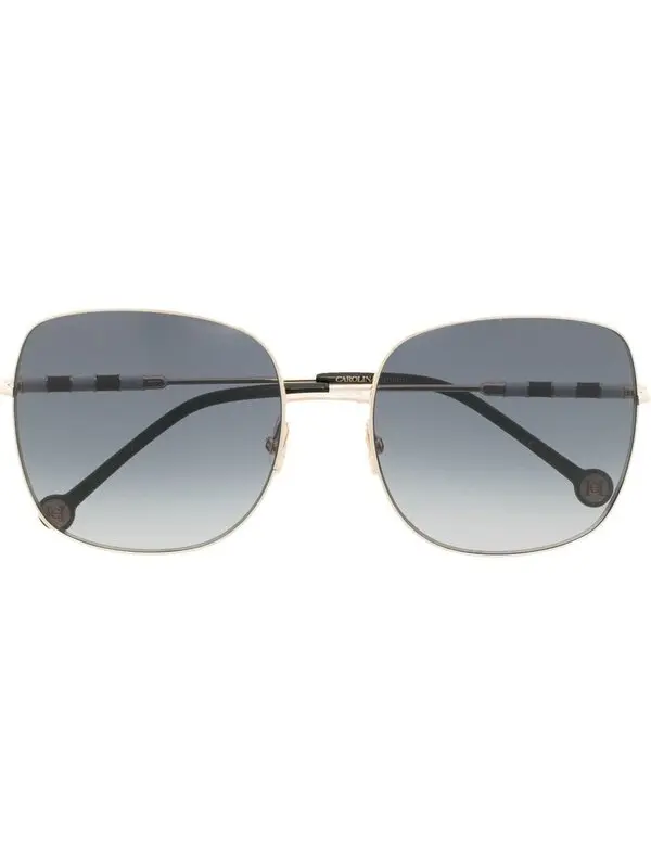 Carolina Herrera Square Frame Tinted Sunglasses - Gold