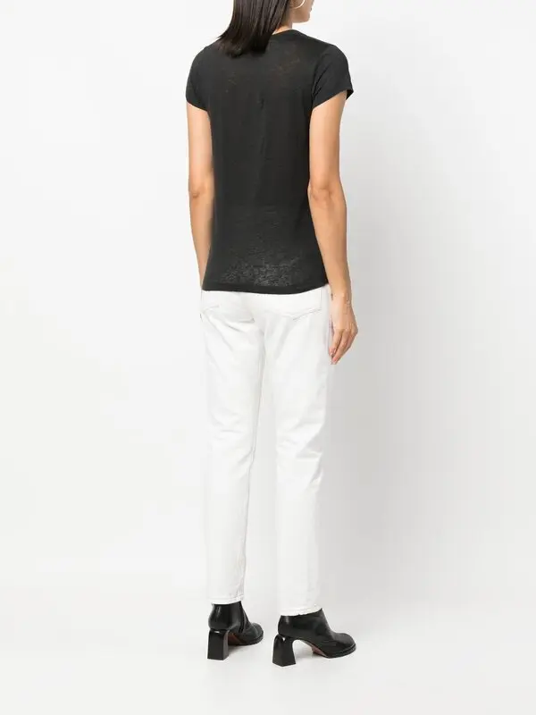 IRO PARIS V-neck Linen T-shirt - Black