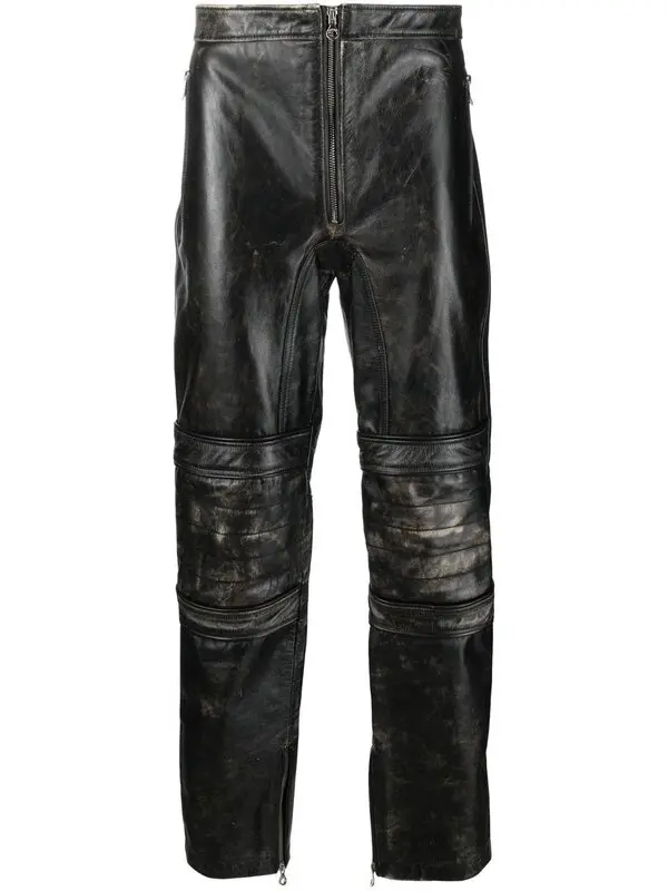 DIESEL® Slim-cut Leather Trousers - Black