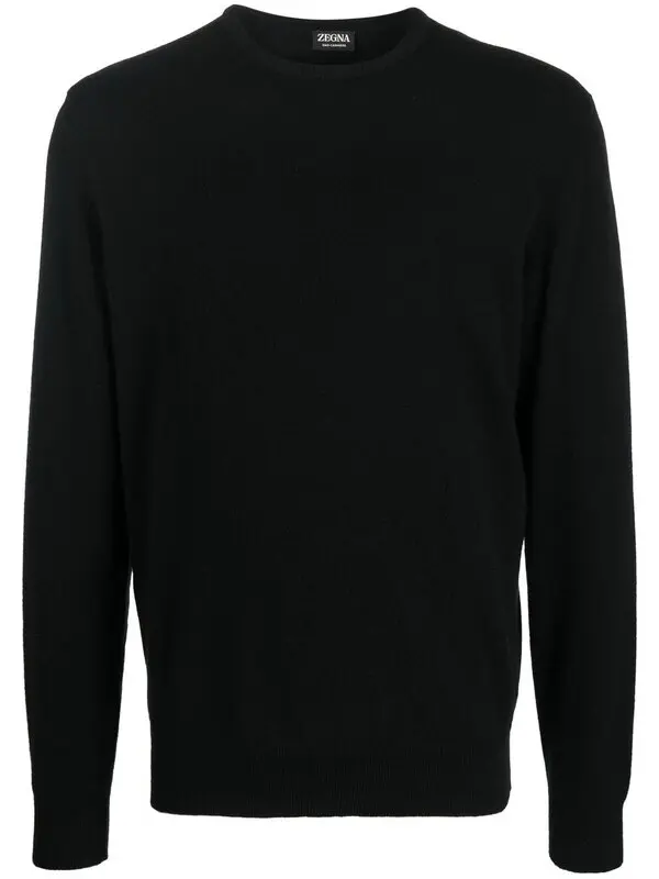 Zegna Crew Neck Cashmere Sweater - Black
