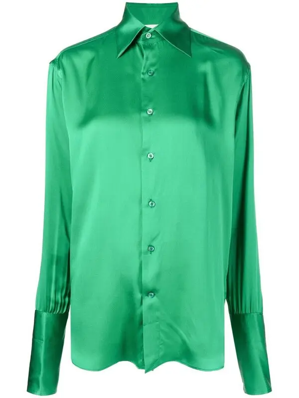 WOERA Long-sleeve Silk Shirt