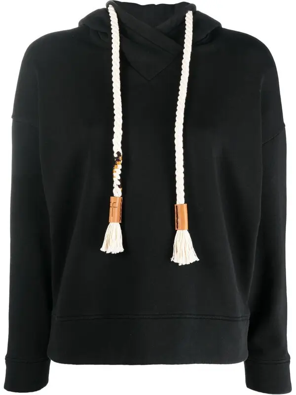 FORTE_FORTE Rope-drawstring Hoodie - Black
