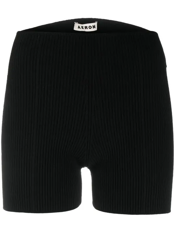 AERON Ribbed-knit Mini Shorts