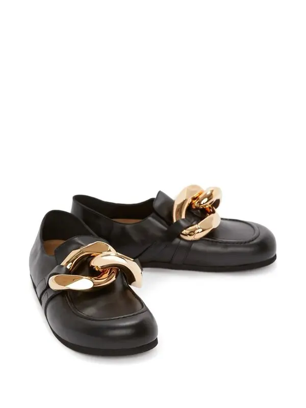 JW Anderson Chain Leather Loafers - Black