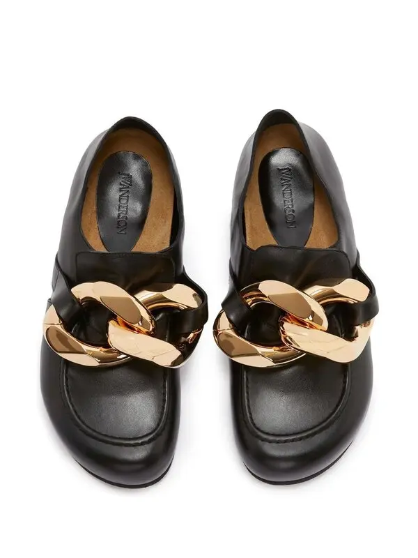 JW Anderson Chain Leather Loafers - Black