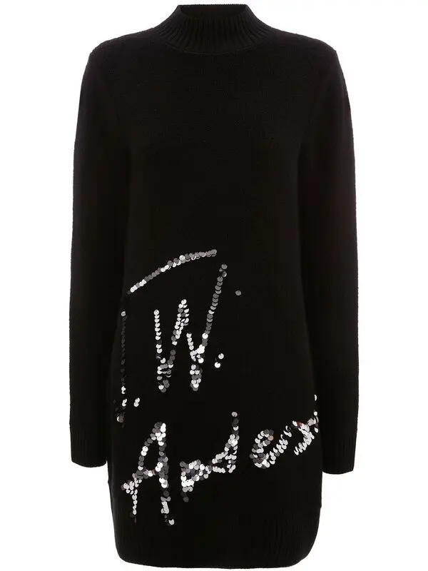 JW Anderson Sequins-logo Knitted Minidress