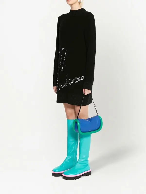 JW Anderson Sequins-logo Knitted Minidress