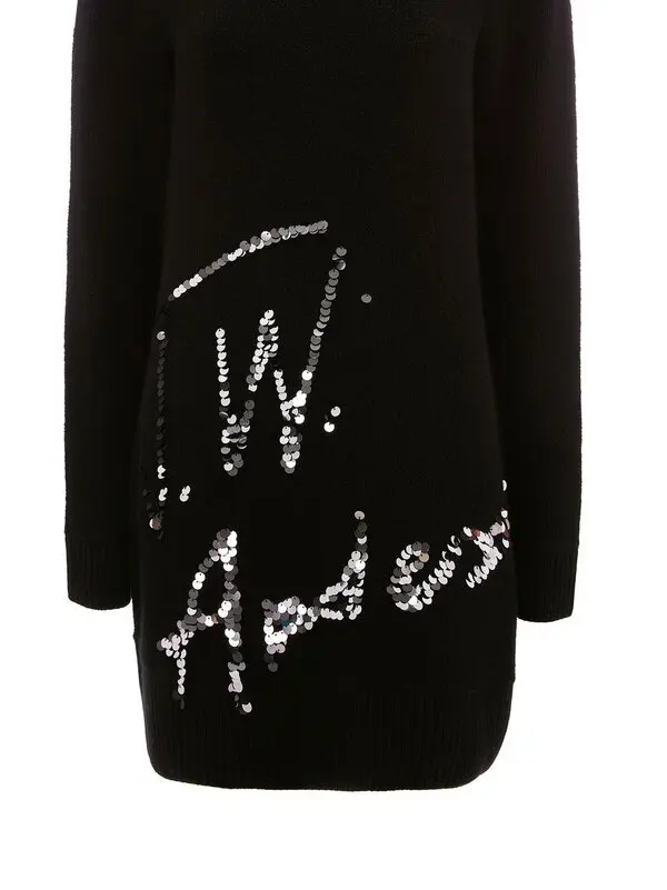 JW Anderson Sequins-logo Knitted Minidress