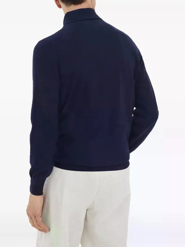 Brunello Cucinelli Long-sleeved Cashmere Polo Shirt - Blue