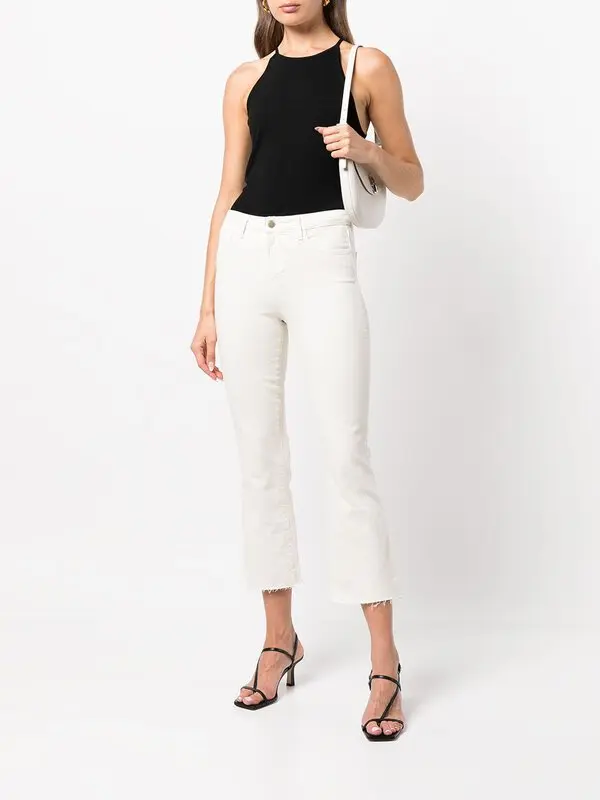 L'Agence Kendra Cropped Flared Jeans - Neutrals