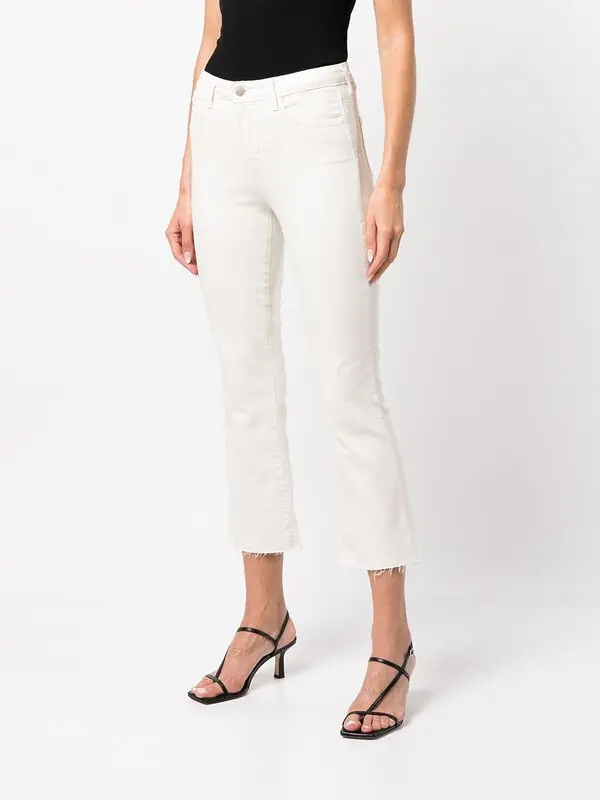 L'Agence Kendra Cropped Flared Jeans - Neutrals