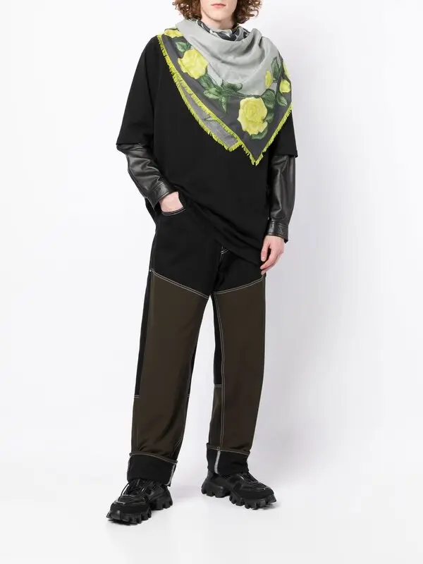Givenchy Floral-print Knitted Scarf - Green