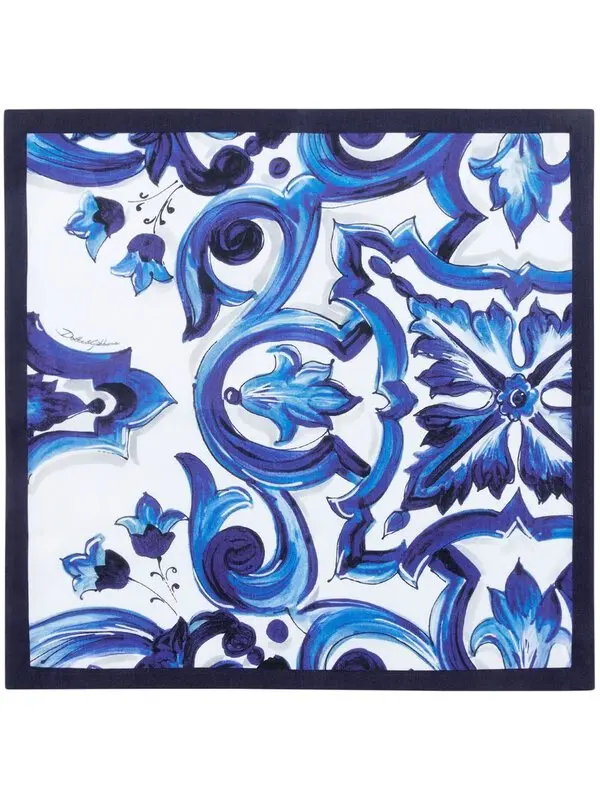 DOLCE & GABBANA CASA Patterned Linen Napkins - Blue