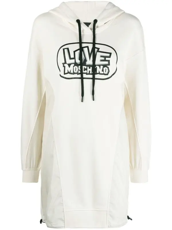 Moschino Logo-print Hooded Above-knee Dress - White