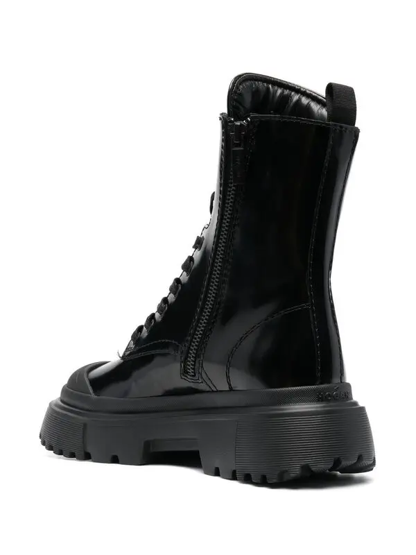 Hogan Lace-up Combat Boots - Black