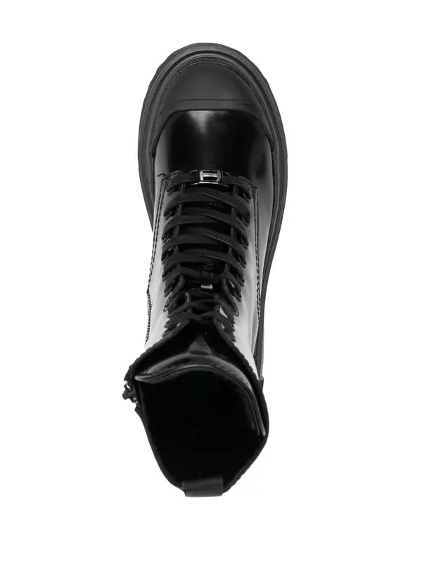 Hogan Lace-up Combat Boots - Black
