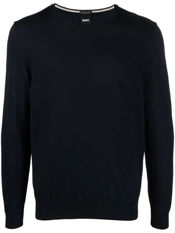 BOSS Crew Neck Pullover Sweater - Blue