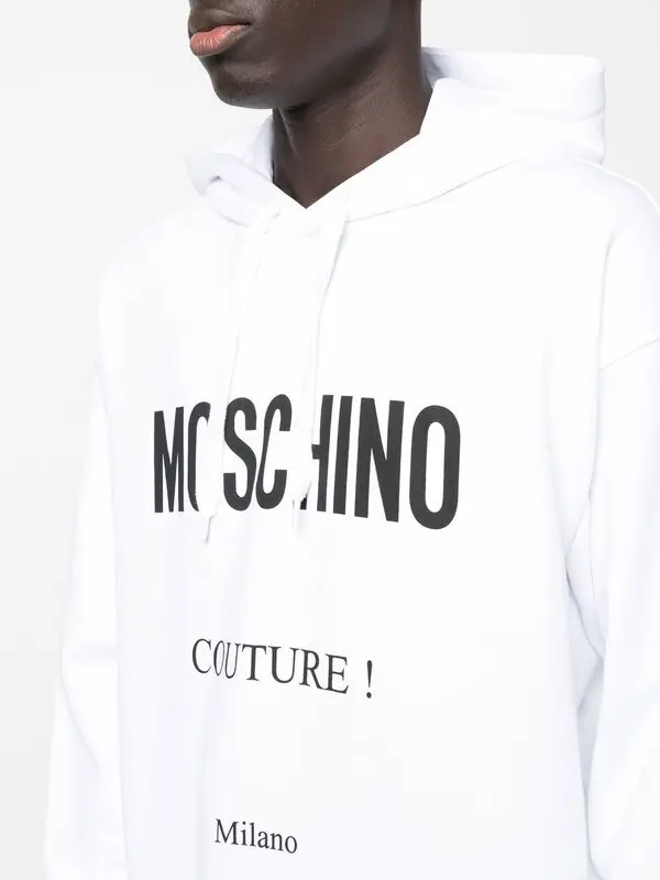 Moschino Print Cotton Hoodie - White