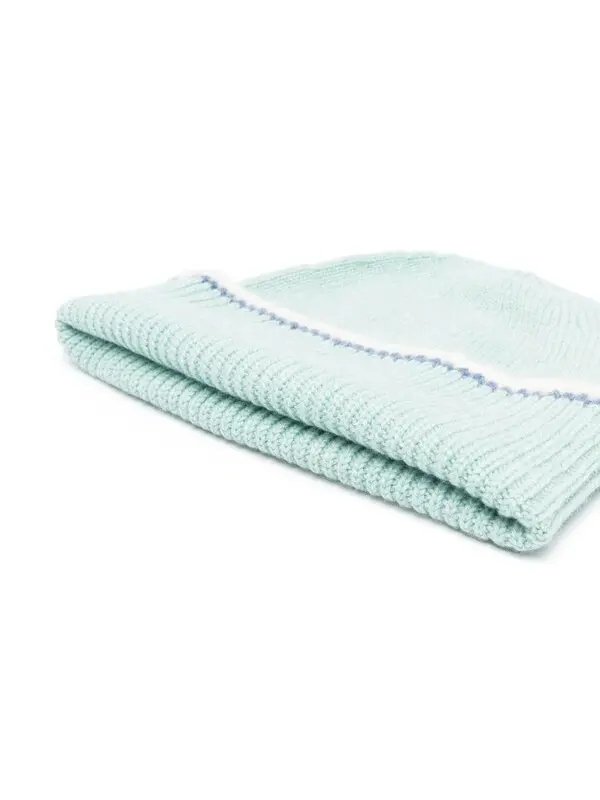 BARRIE Shearling-trim Cashmere Beanie - Blue