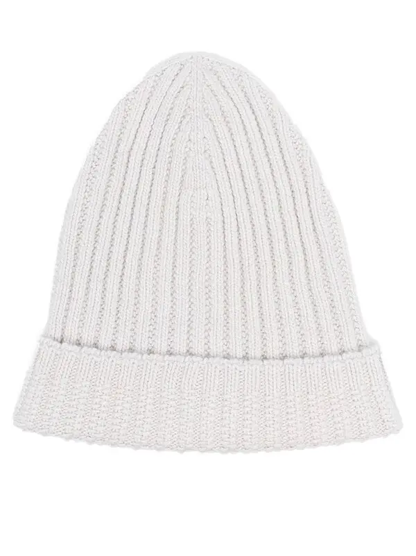 BARRIE Ribbed Cashmere Beanie - Grey