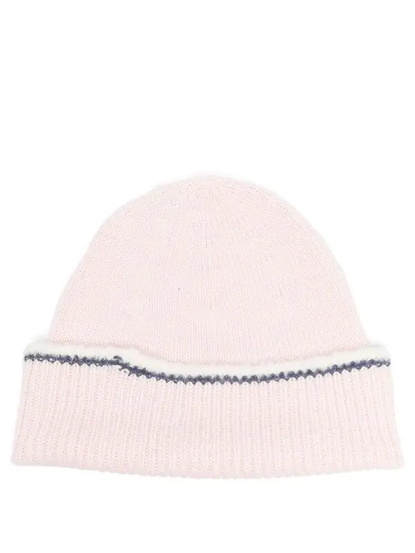 BARRIE Ribbed Cashmere Beanie - Pink