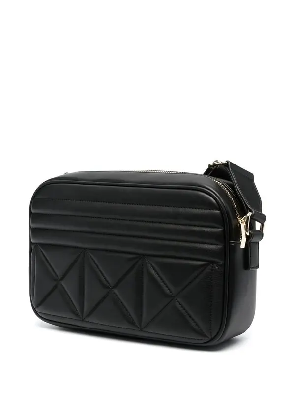Moschino Quilted Crossbody Bag With Logo Plaque - Black